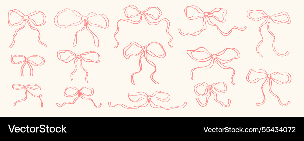 Hand drawn doodle ribbons vintage whimsical cute Vector Image