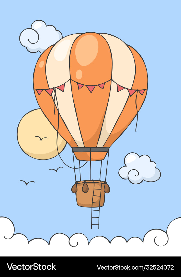 Hot Air Balloon in Blue Sky Royalty Free Vector Image