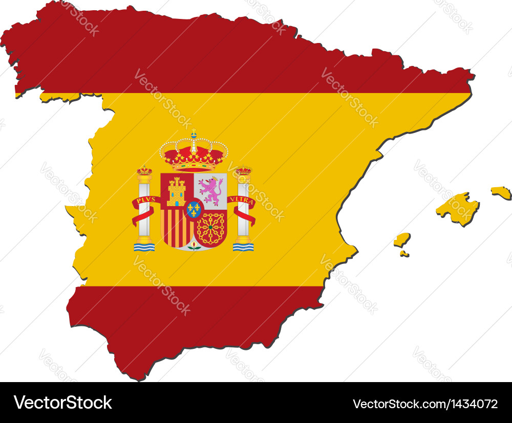 Map of spain with national flag Royalty Free Vector Image