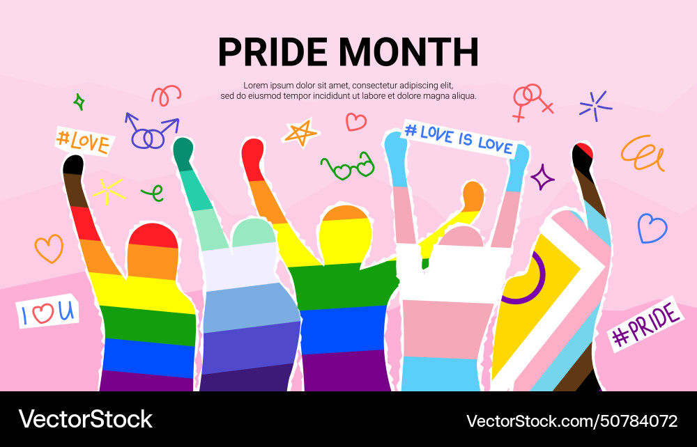 Pride month collage concept Royalty Free Vector Image
