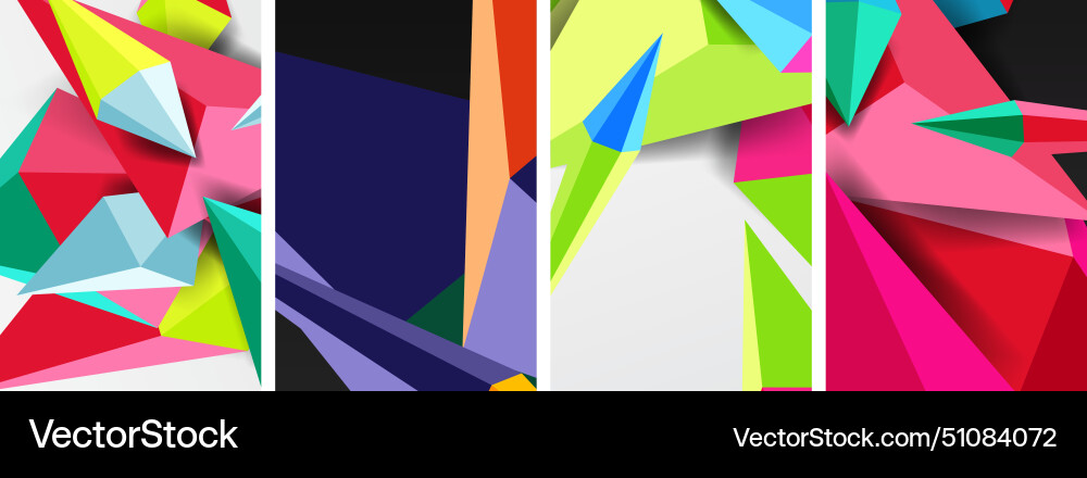 Set of triangle geometric low poly 3d shapes Vector Image