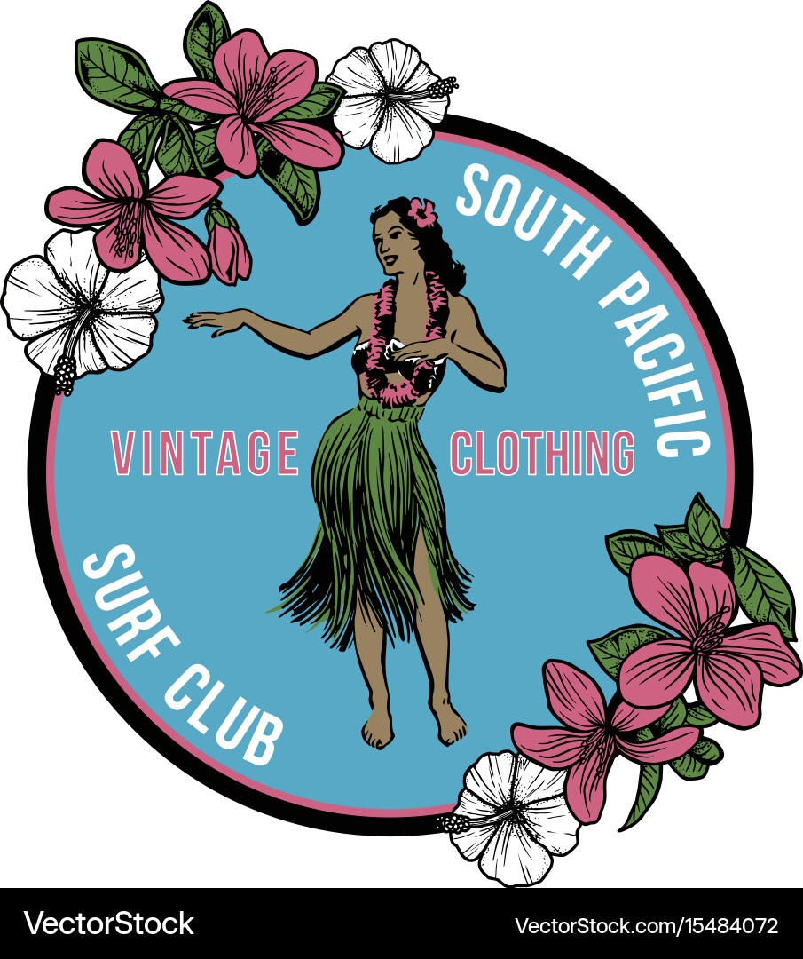 Vintage Hawaiian Hula Dancer Badge Royalty Free Vector Image
