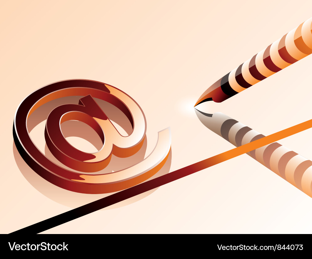 At symbol with computer pen Royalty Free Vector Image