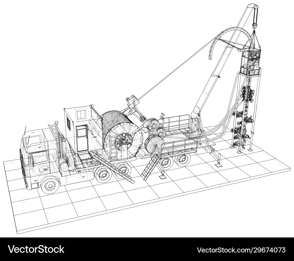 Coil tubing wire-frame line isolated on white Vector Image