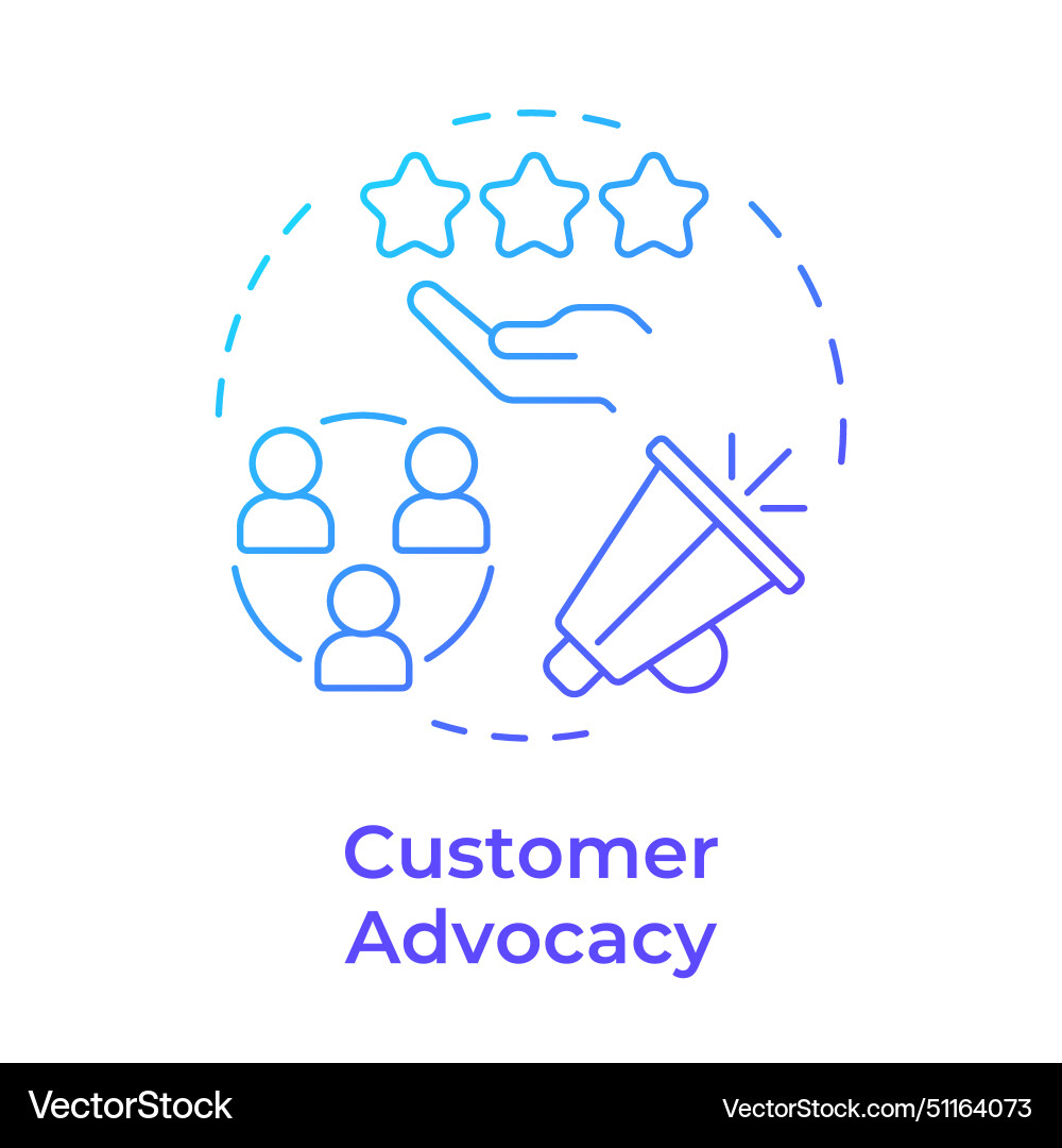 Customer advocacy blue gradient concept icon Vector Image