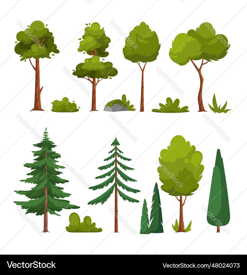 Green Forest & Bush Collection Royalty Free Vector Image