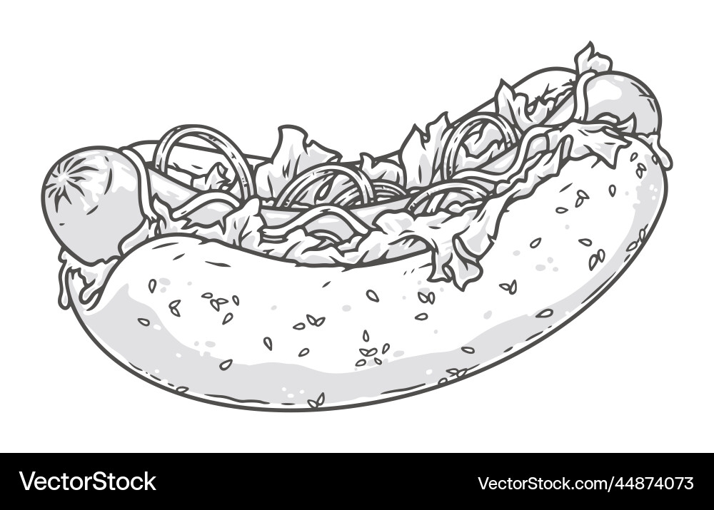 Hot dog vintage monochrome sticker Royalty Free Vector Image