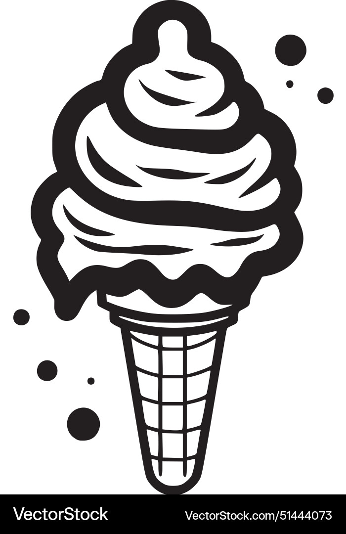 Ice cream - black and white Royalty Free Vector Image