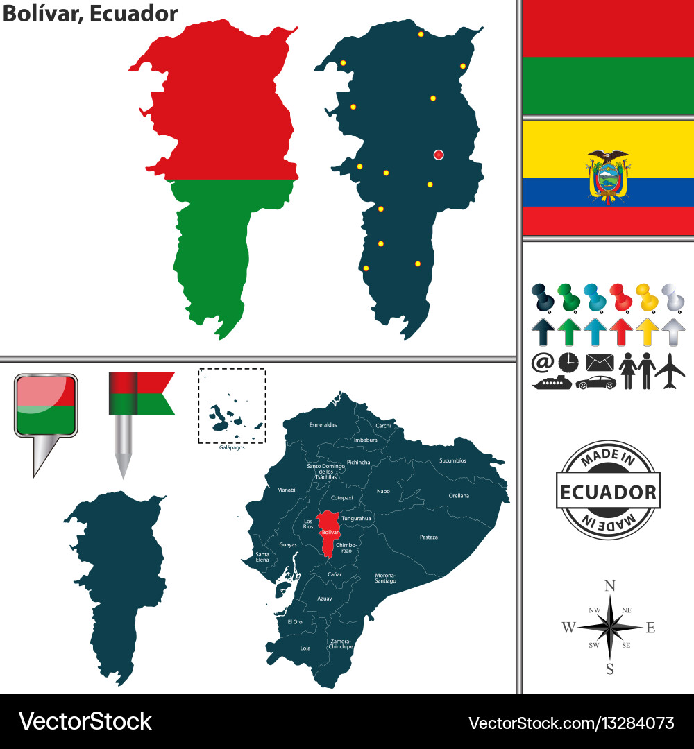 Map of bolivar ecuador Royalty Free Vector Image