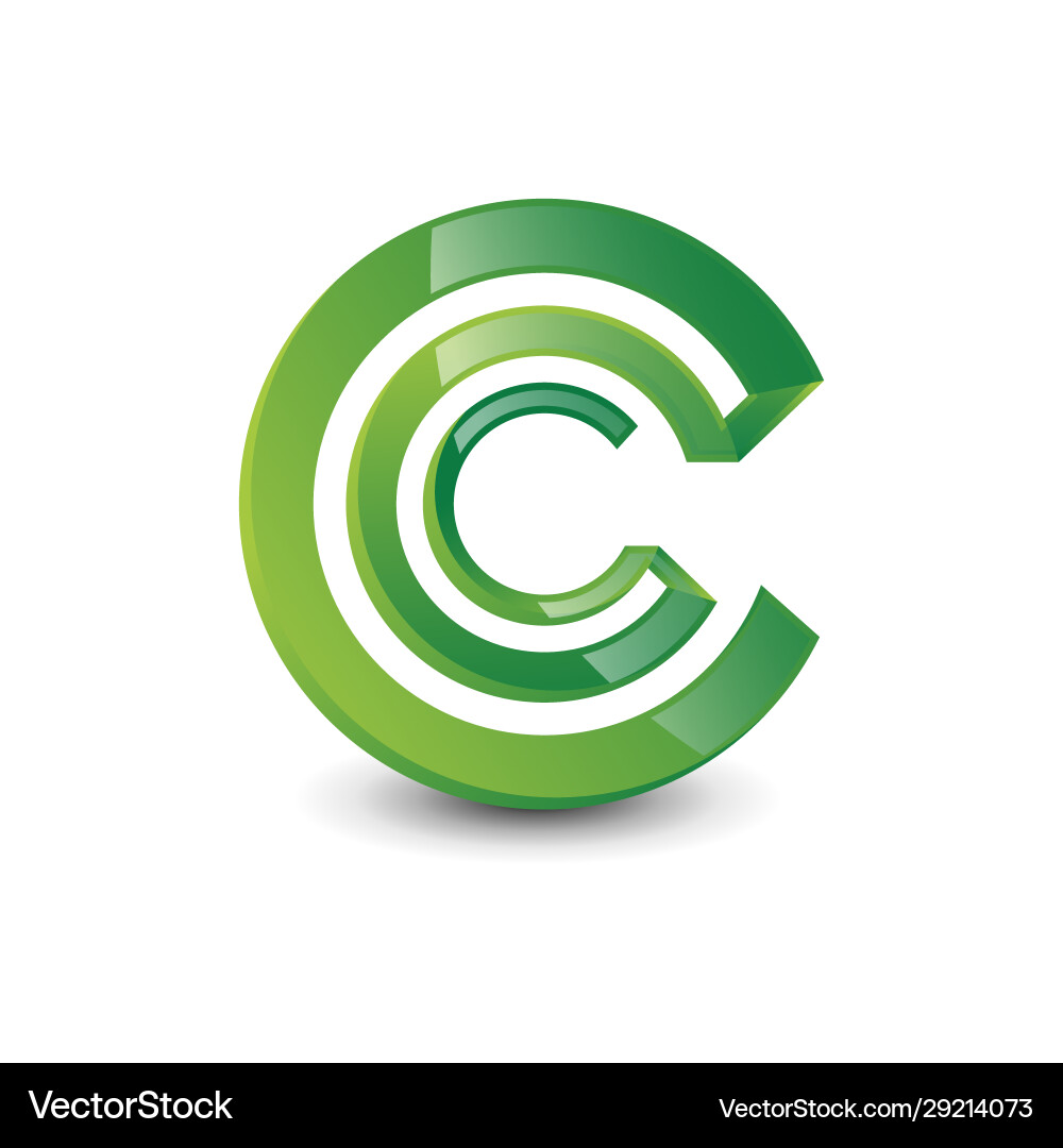 Overlapping green circle cc logo design Royalty Free Vector