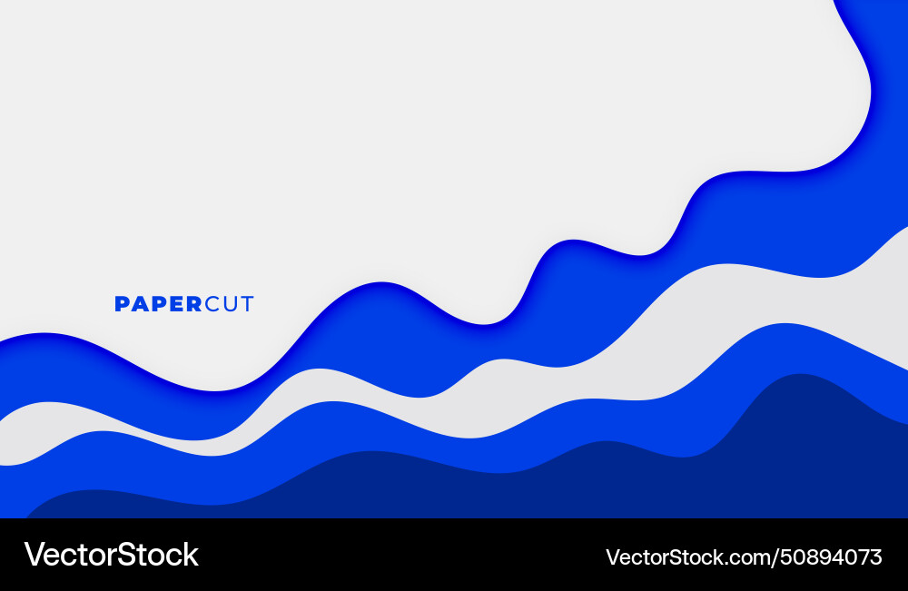Papercut style blue and white fluid layered Vector Image