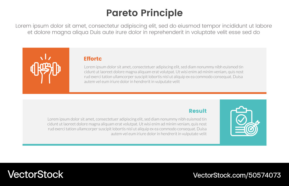 Pareto principle comparison or versus concept Vector Image