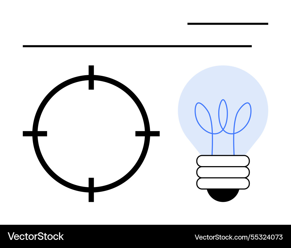 Target bullseye and light bulb with lines Vector Image