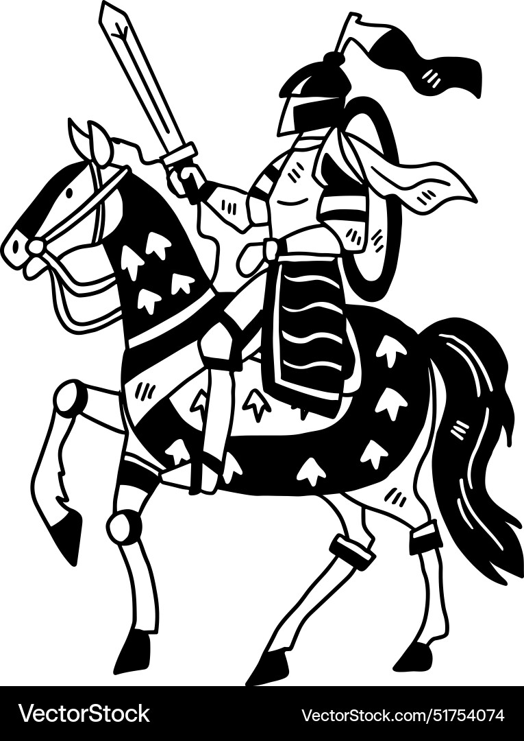 A knight on horseback is riding with shield Vector Image