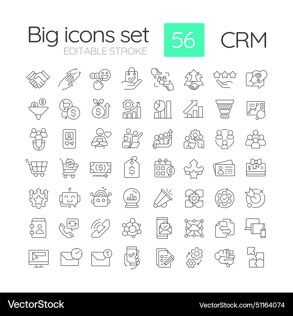 Crm linear icons set Royalty Free Vector Image