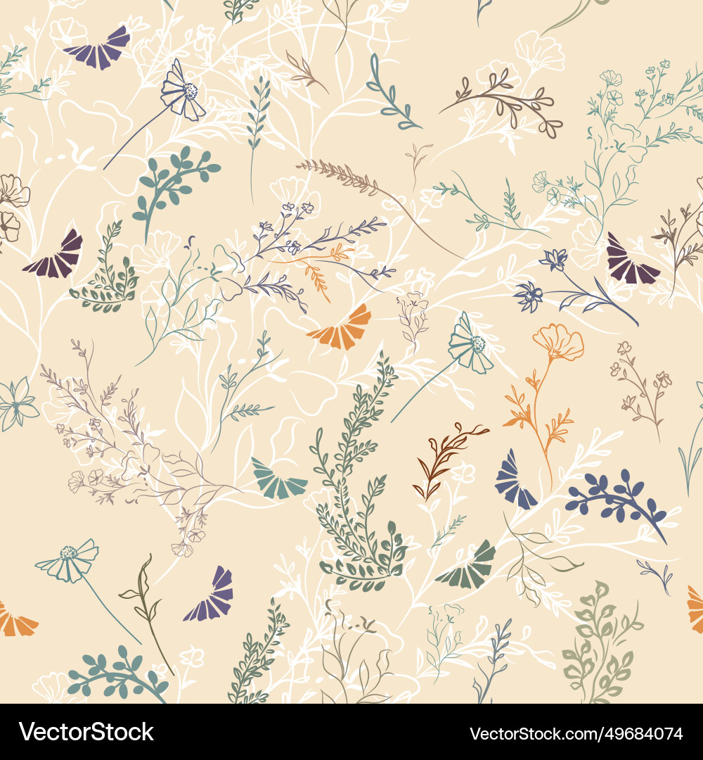 Fashion pattern with rustic flowers vintage Vector Image