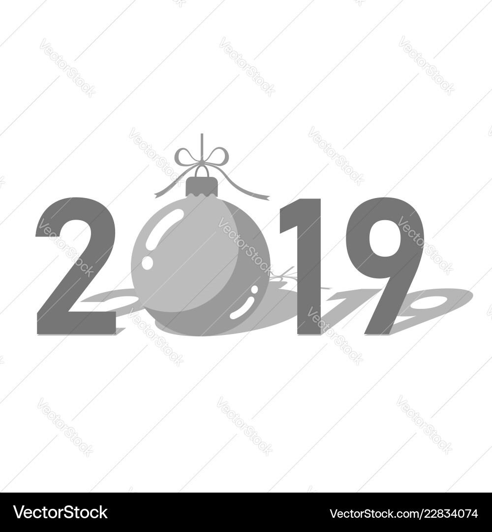 Happe new year silver background isolated 2019 Vector Image