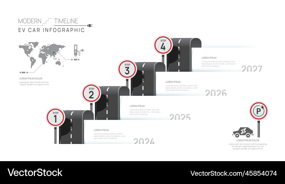 Infographic ev car timeline diagram template Vector Image