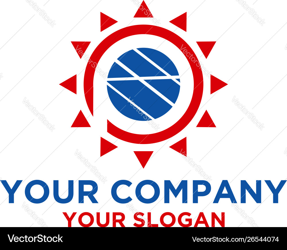 P sun solar panel logo design Royalty Free Vector Image