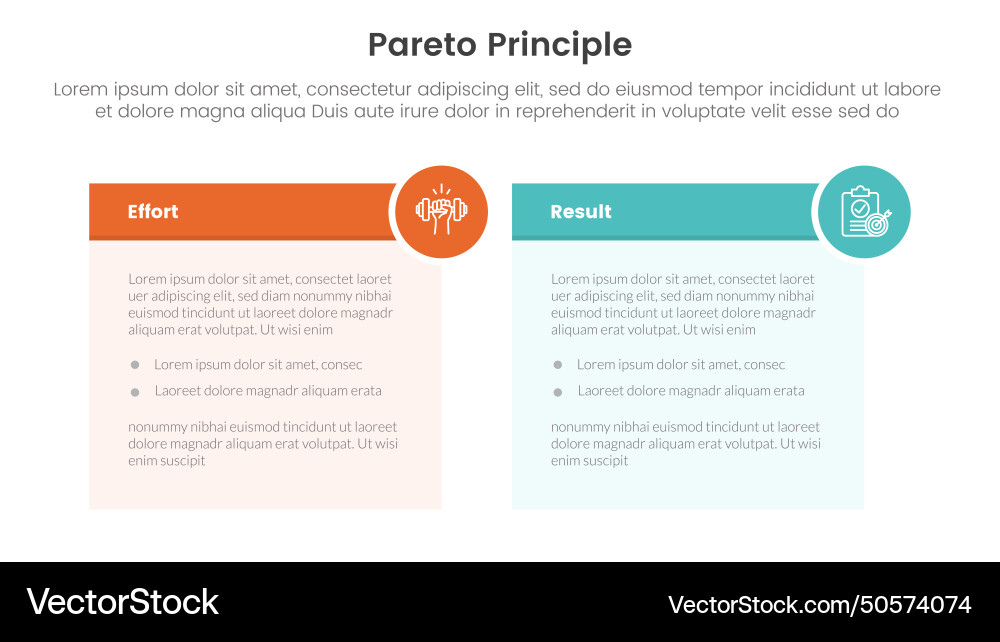 Pareto principle comparison or versus concept Vector Image