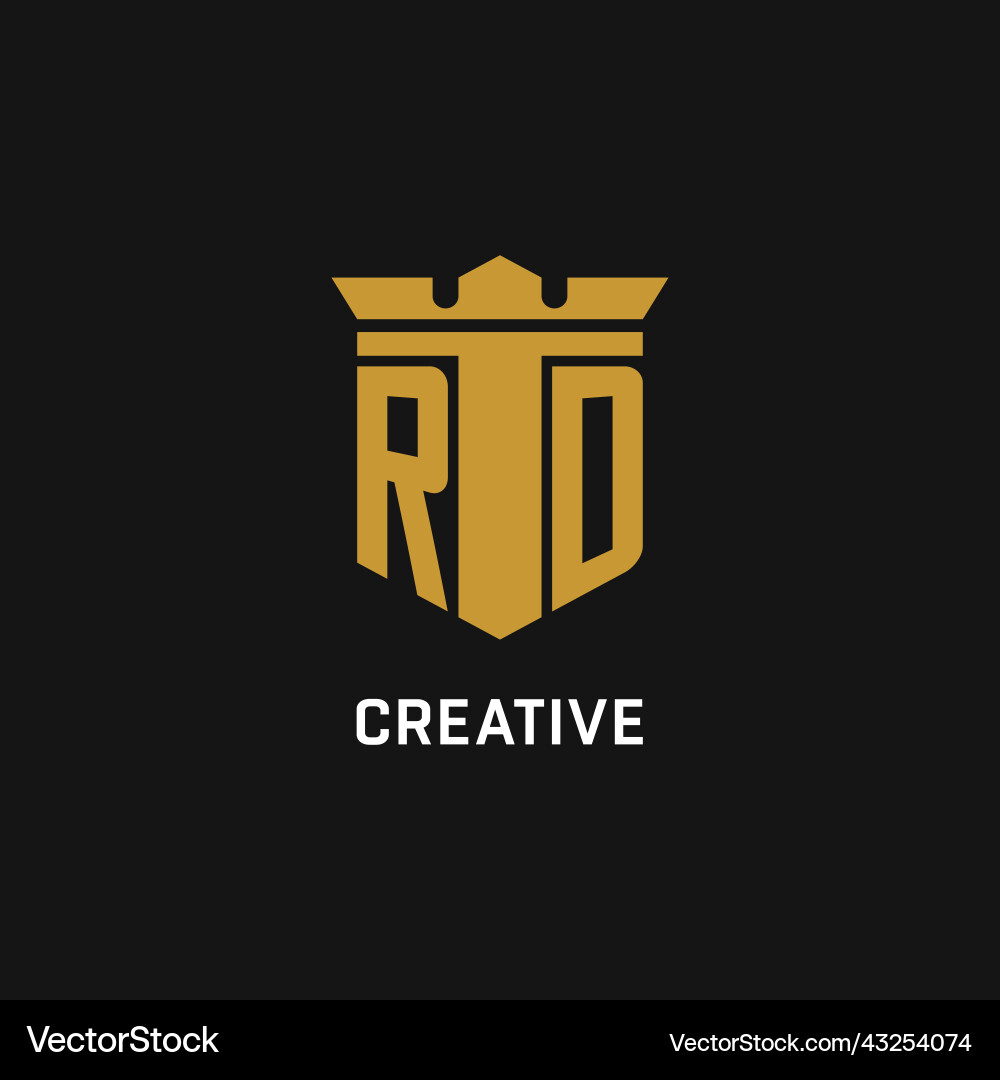 Rd initial logo with shield and crown style – Royalty-Free Vector ...