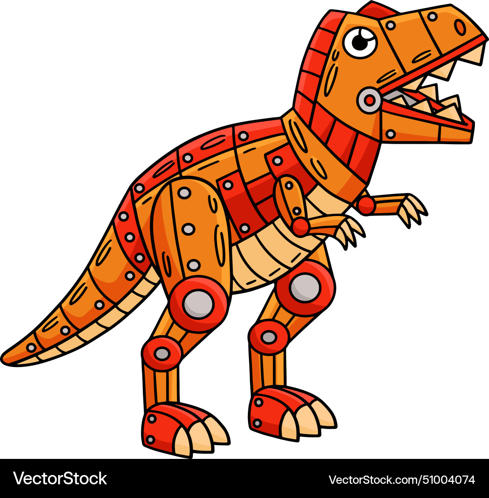 Robot t rex cartoon colored clipart Royalty Free Vector