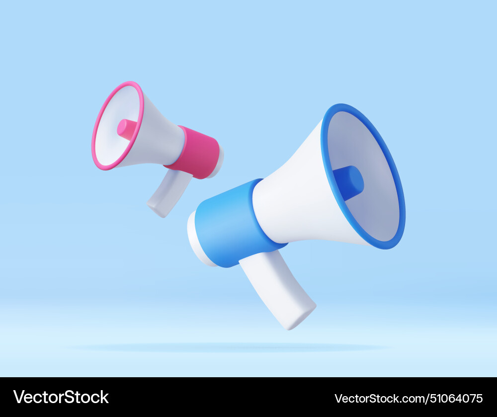 3d plastic megaphones Royalty Free Vector Image