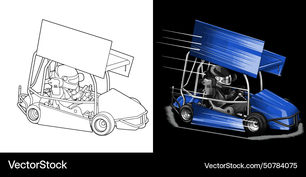 Blue drag racing car with black strip Royalty Free Vector