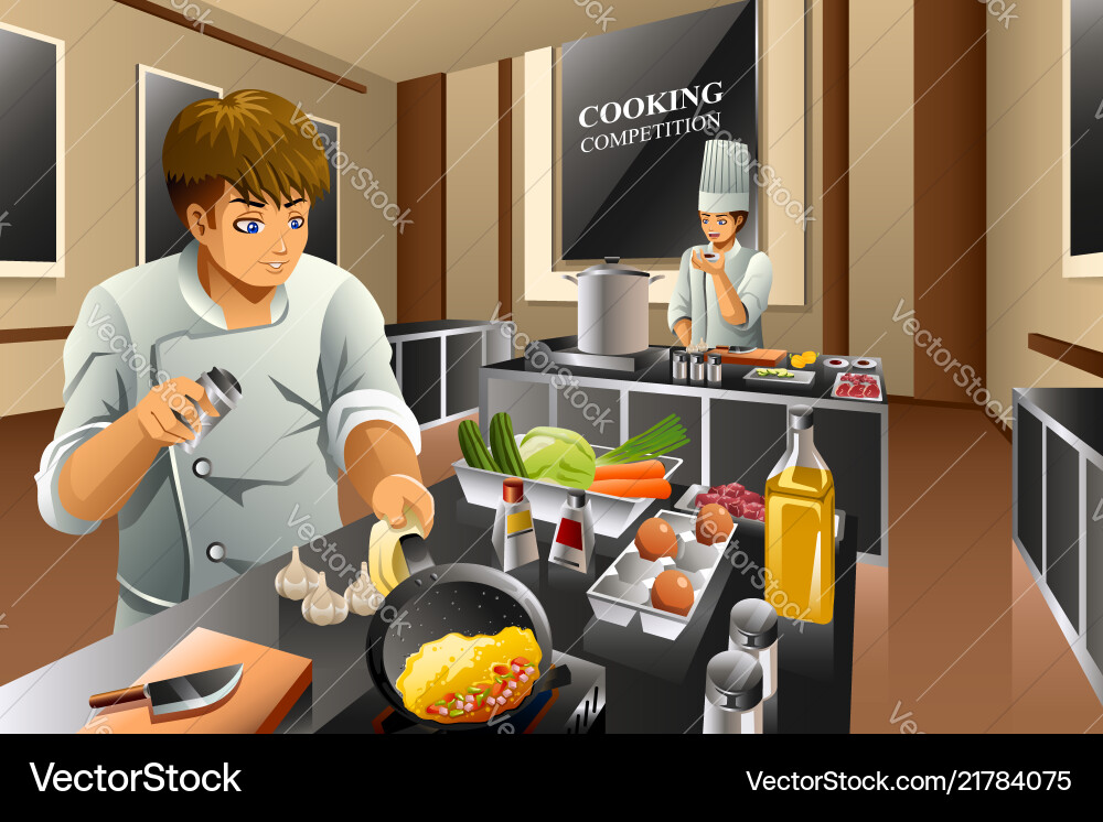 Chef in cooking competition Royalty Free Vector Image