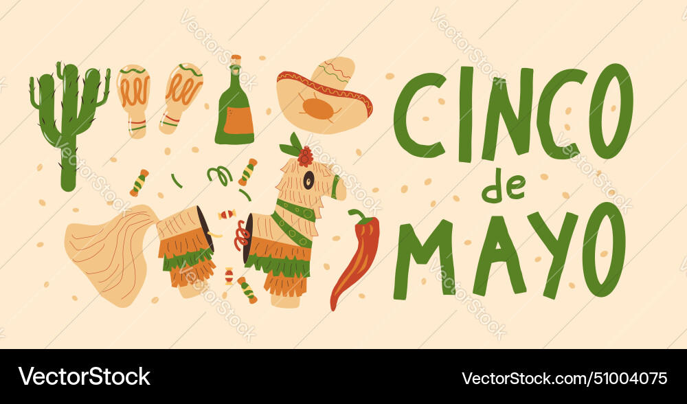 Cinco de mayo banner template hand drawn Vector Image