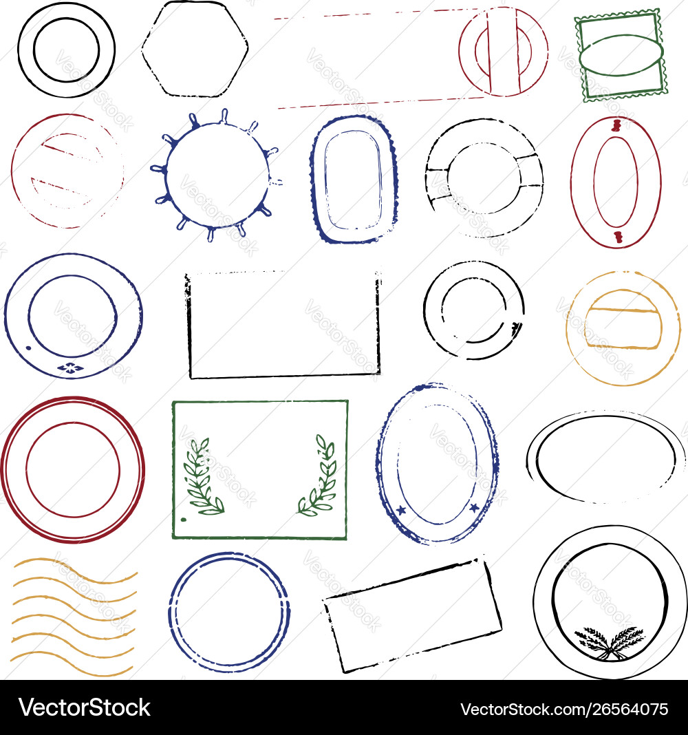 Collection old rubber stamp postage set Royalty Free Vector