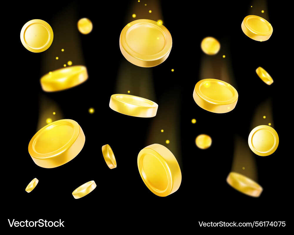 Falling coins concept with motion effect Vector Image