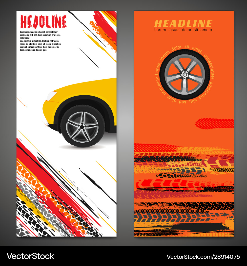 Grunge tire banner set Royalty Free Vector Image