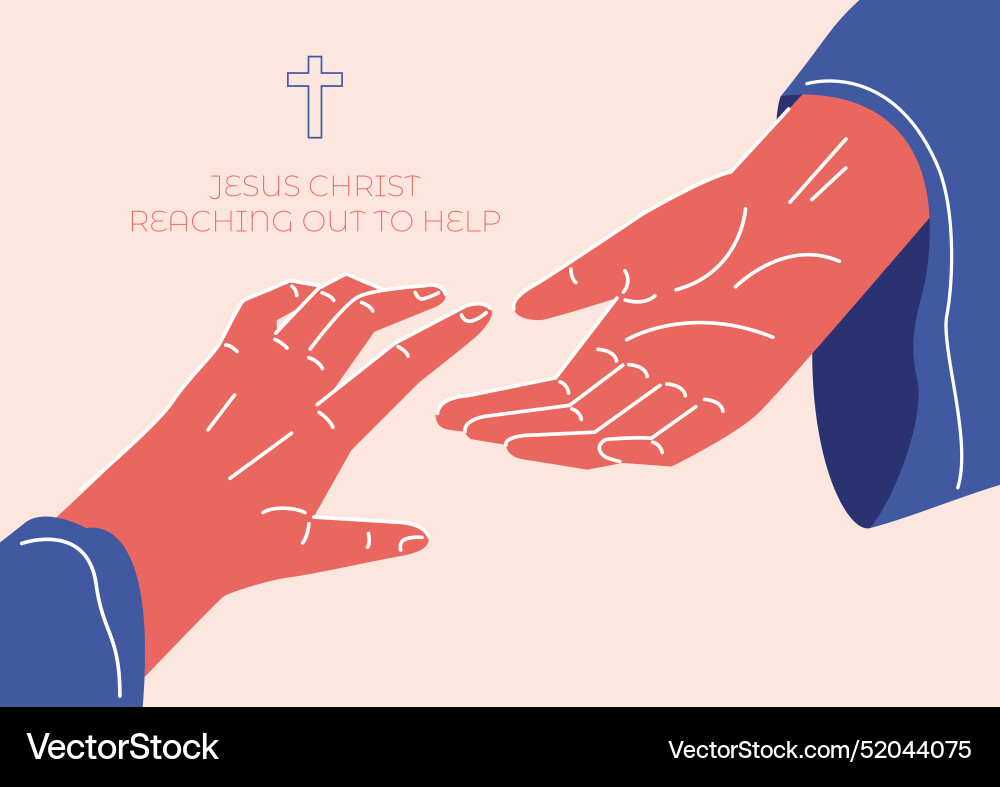 Jesus christ reaching out to help those in need Vector Image