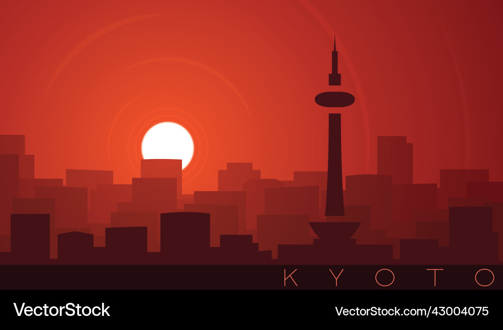 Kyoto low sun skyline scene Royalty Free Vector Image