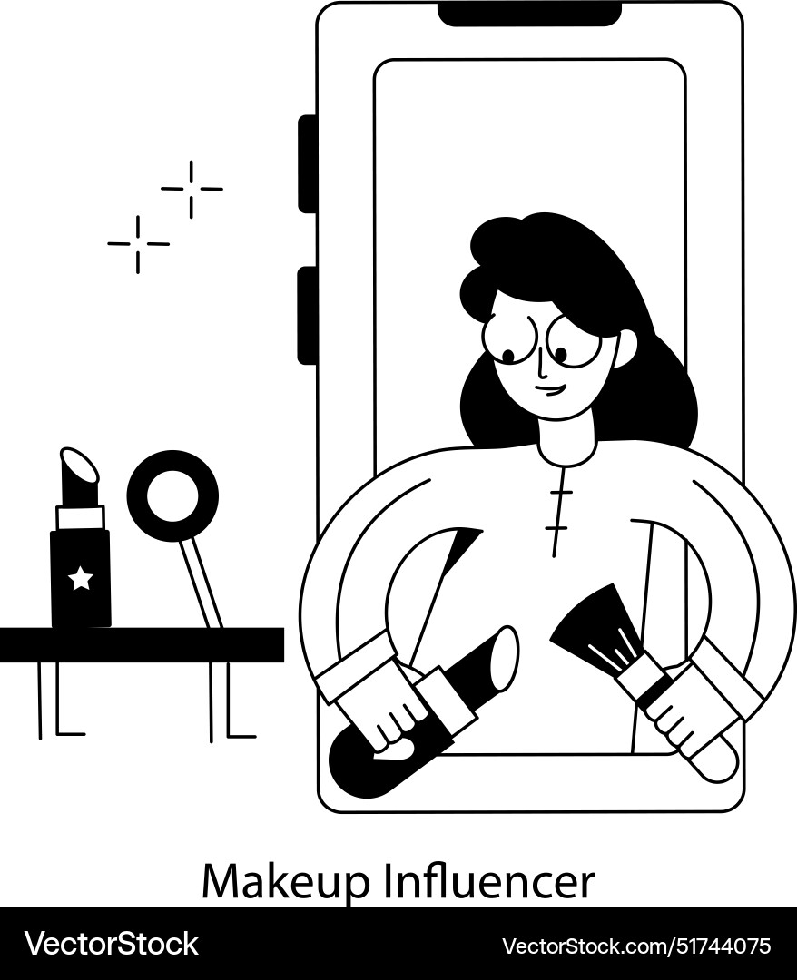 Makeup influencer outline style mini Royalty Free Vector