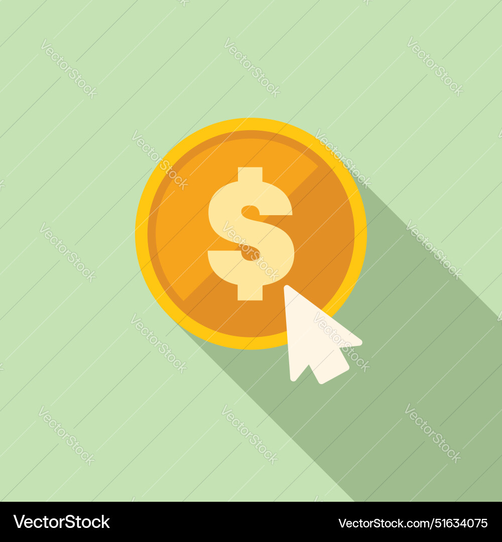 Mouse cursor clicking on a gold coin with dollar Vector Image