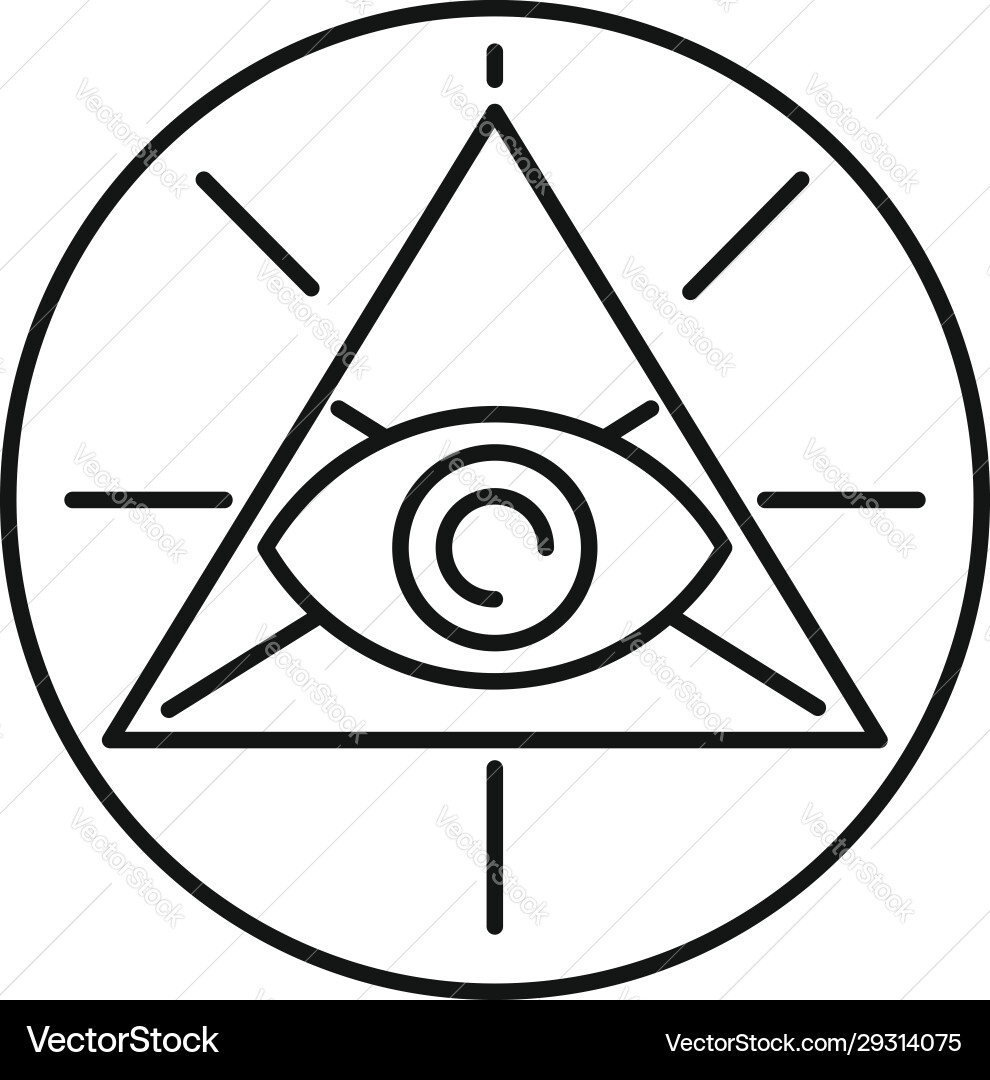 Occult pyramid eye icon outline style Royalty Free Vector
