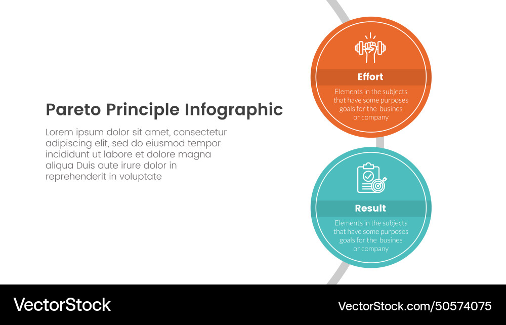 Pareto principle comparison or versus concept Vector Image