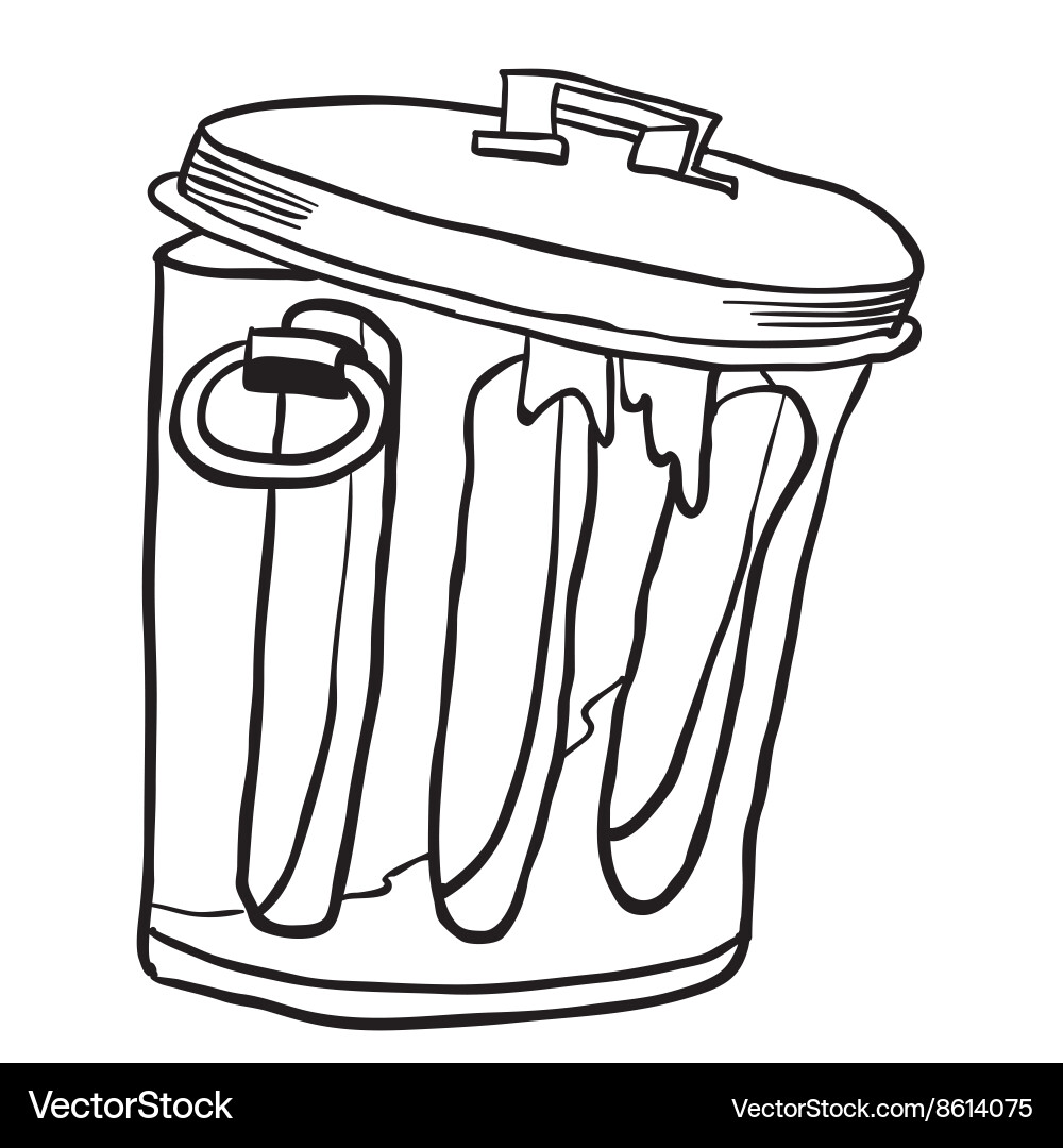 Simple black and white garbage can Royalty Free Vector Image