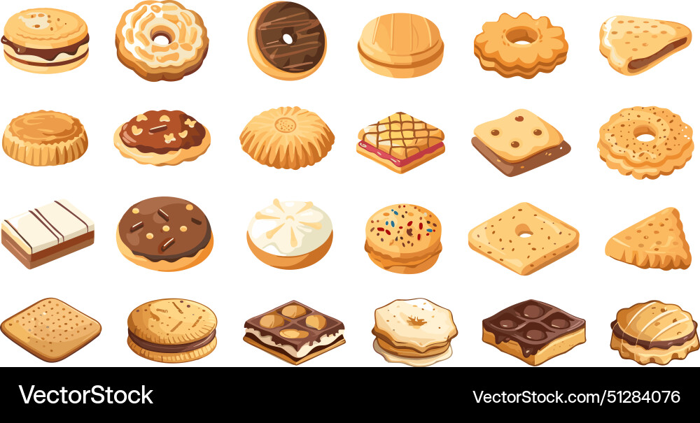 Assorted Biscuits and Sweets Collection Royalty Free Vector