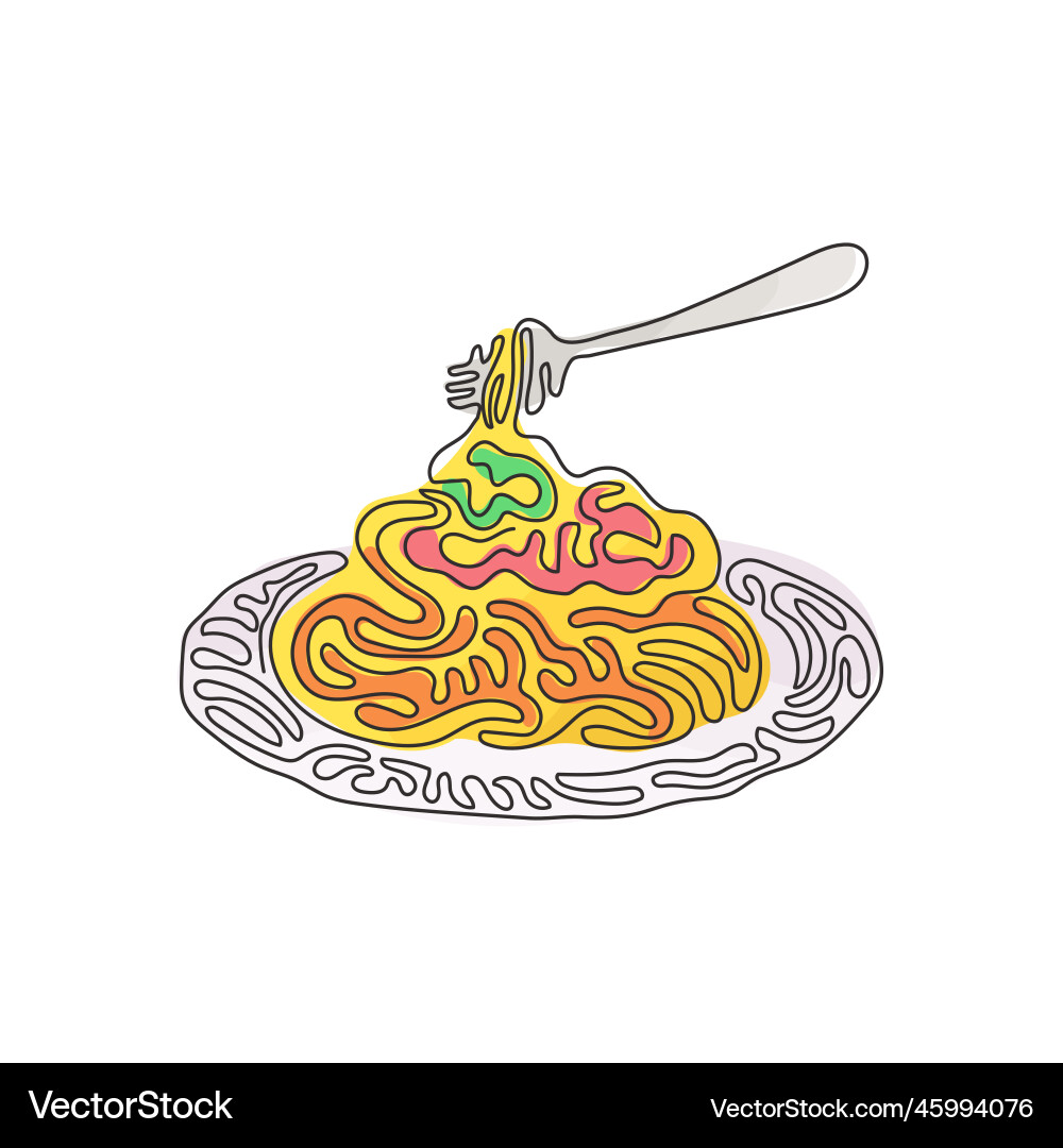 Continuous one line drawing spaghetti bolognese Vector Image