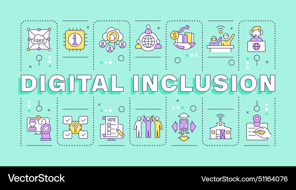 Digital inclusion turquoise word concept Vector Image