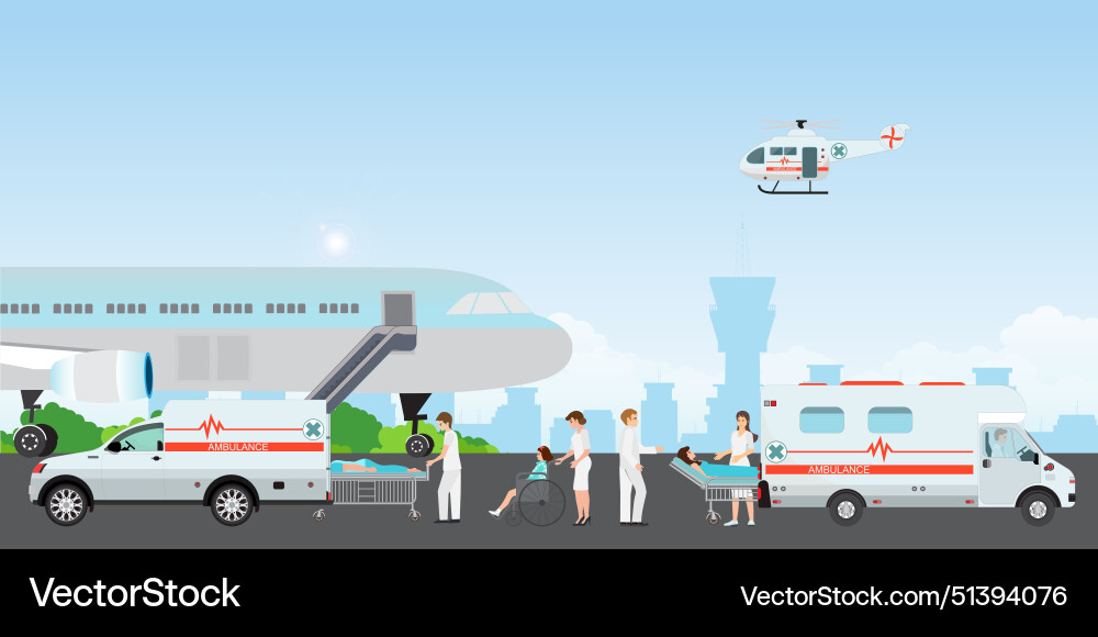 Emergency rescue people from plane crashes Vector Image