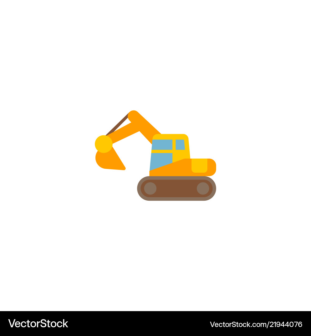 Excavator icon flat element Royalty Free Vector Image
