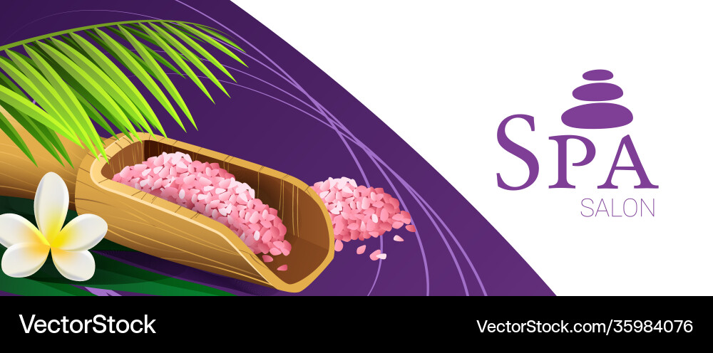 Spa salon coupon design with pink salt Royalty Free Vector