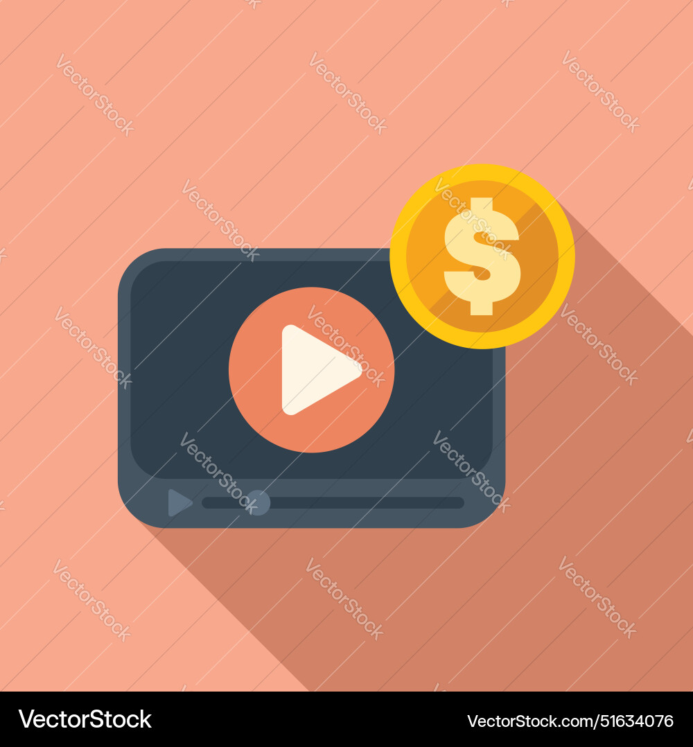 Video player displaying a play button with a Vector Image