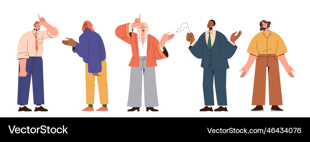 Young unhappy people gesturing loser hand sign Vector Image