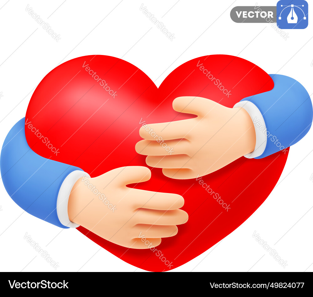 3D Hands Hugging Heart Royalty Free Vector Image