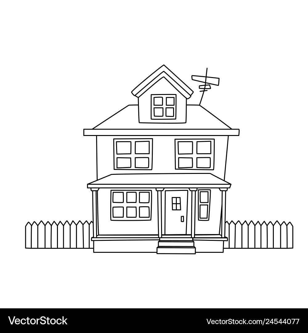 Cartoon House Line Drawing Royalty Free Vector Image
